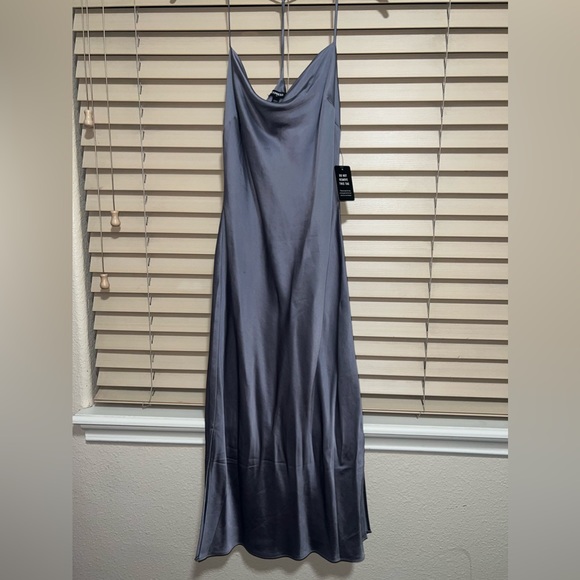 Express | Dresses | Express Silver Midi Dress With Slit | Poshmark